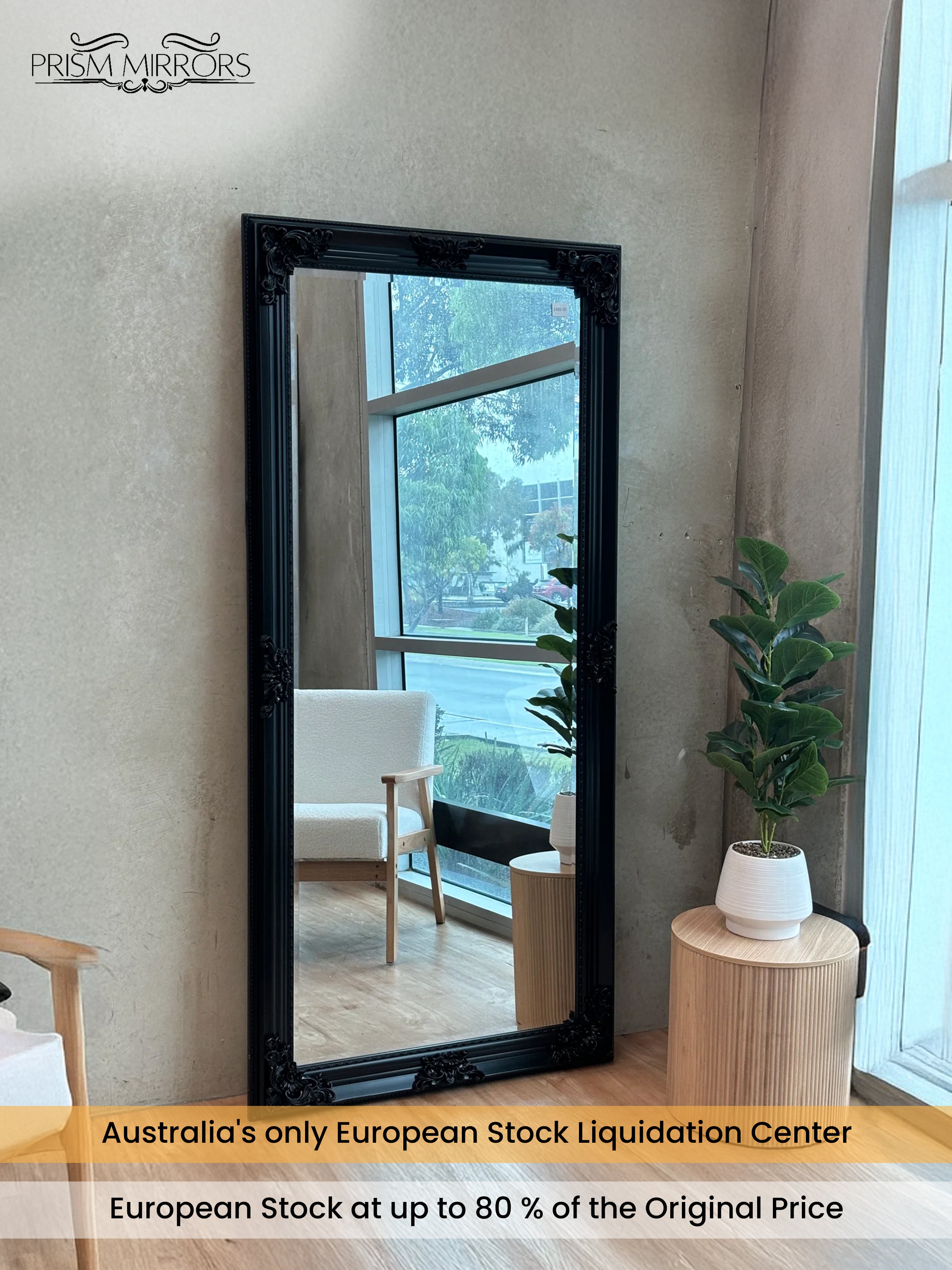 Antique Vienna Mirror - Black - 190cm x 90cm – Prism Mirrors