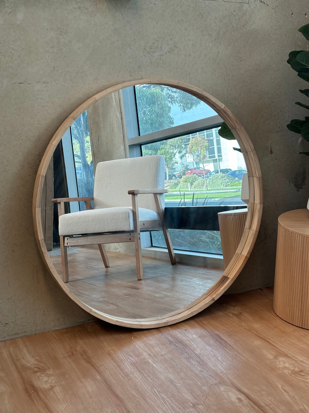 Milano Wooden Round - Natural – Prism Mirrors